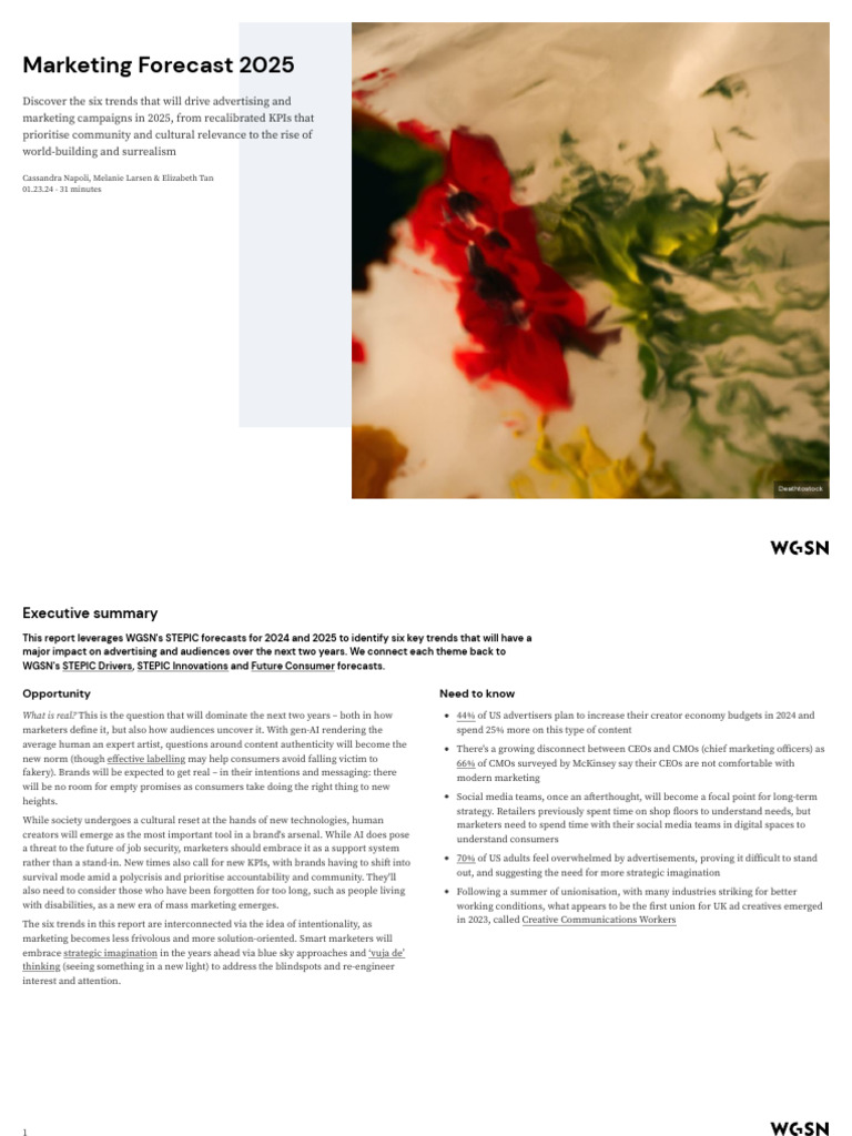 Marketing Forecat 2025 en | PDF | Cost Of Living | Brand
