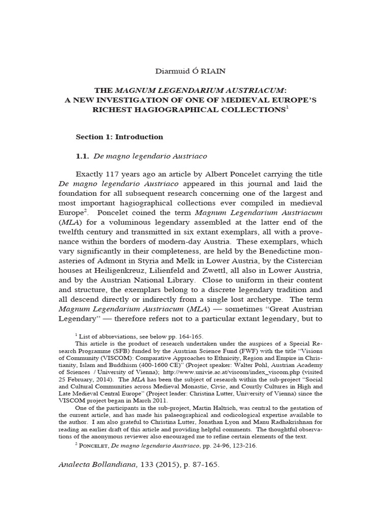O Riain, The Magnum Legendarium Austriacum, 2015 | PDF