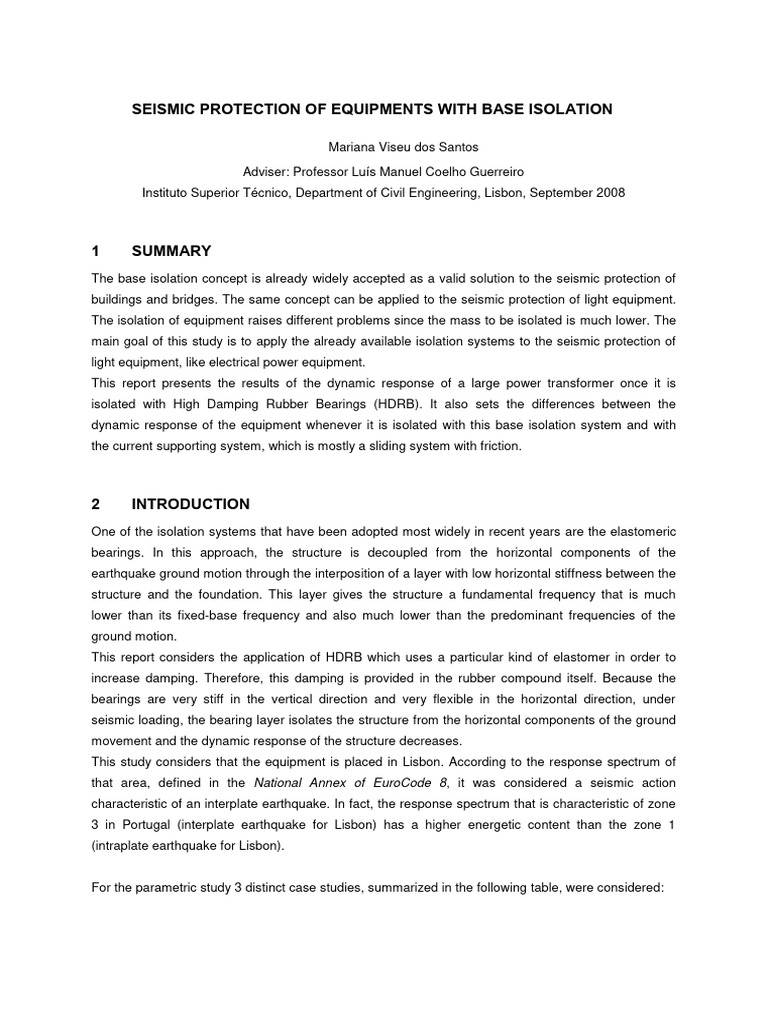Seismic Protection of Equipments With Ba | PDF | Friction | Classical ...