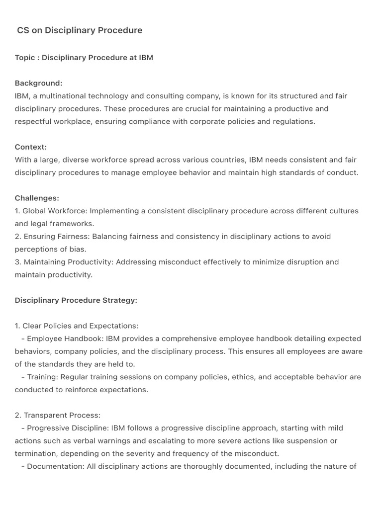 IBM Disciplinary Procedure Overview | PDF | Employment | Policy