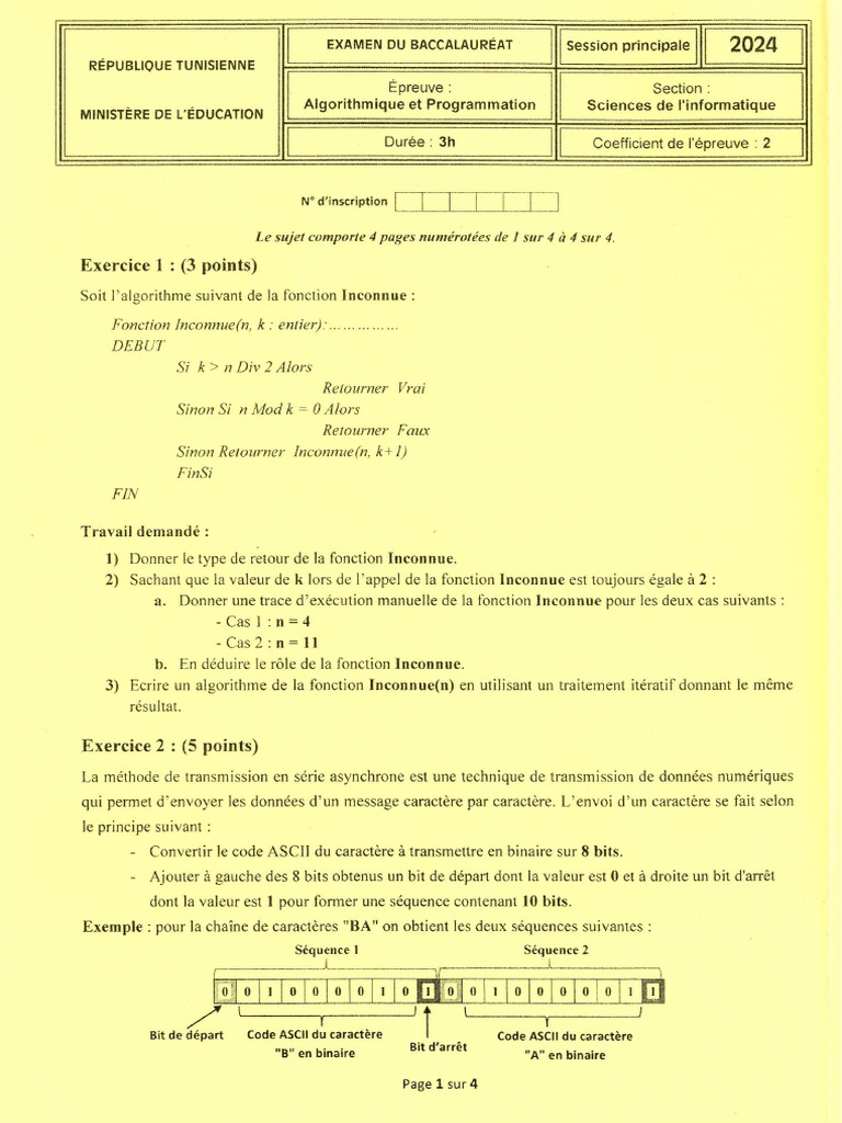 BAC 2024 Info Algorithme | PDF