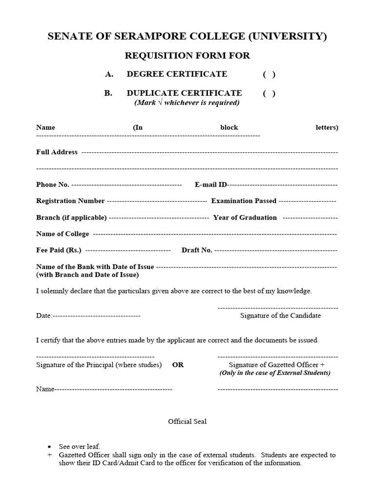 Form Degree Certificate and Duplicate Certificate 2009 | PDF | Affidavit