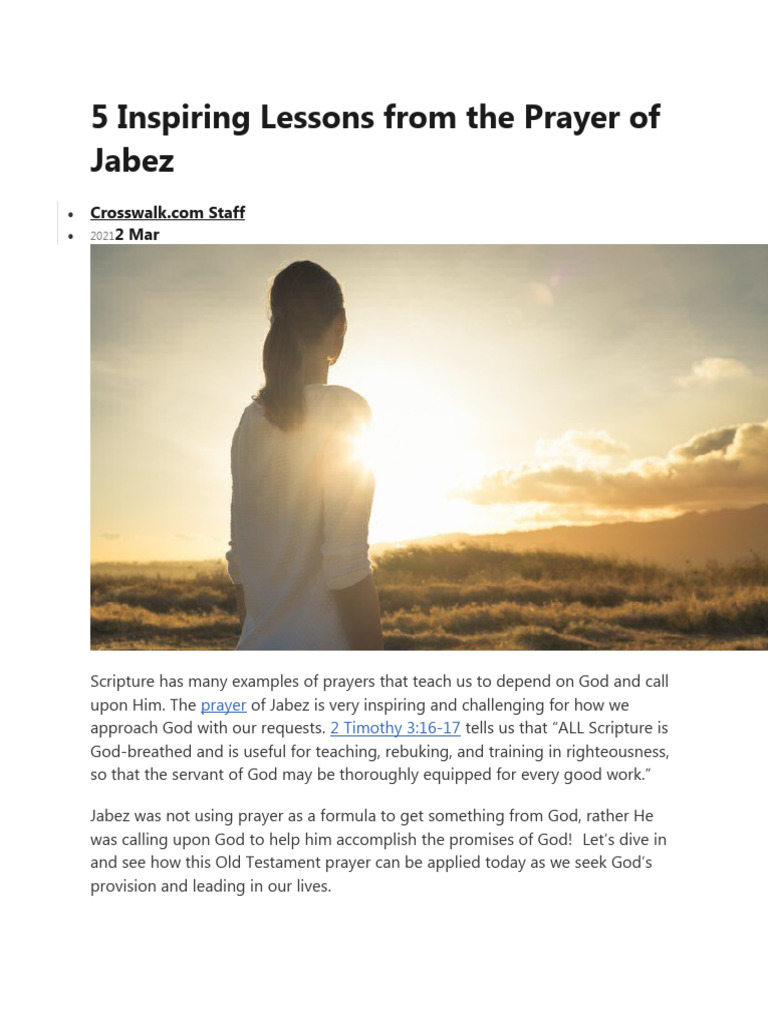5 Inspiring Lessons From The Prayer of Jabez | PDF | Prayer | God