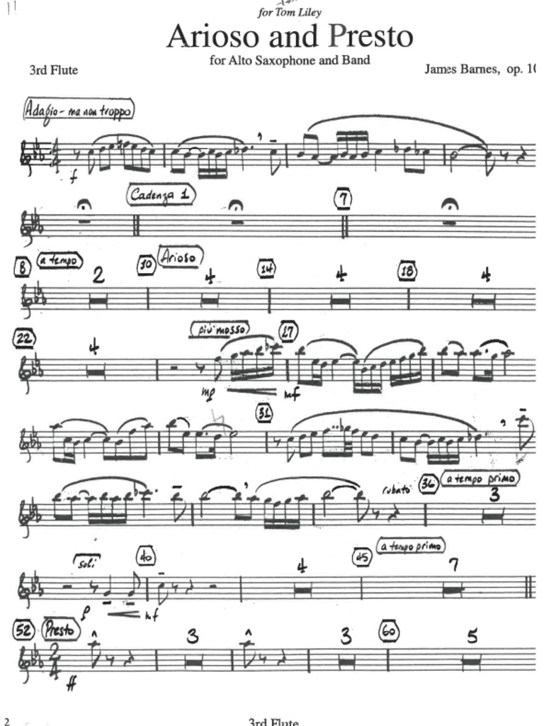 Barnes - Arioso and Presto - Flute 3 | PDF
