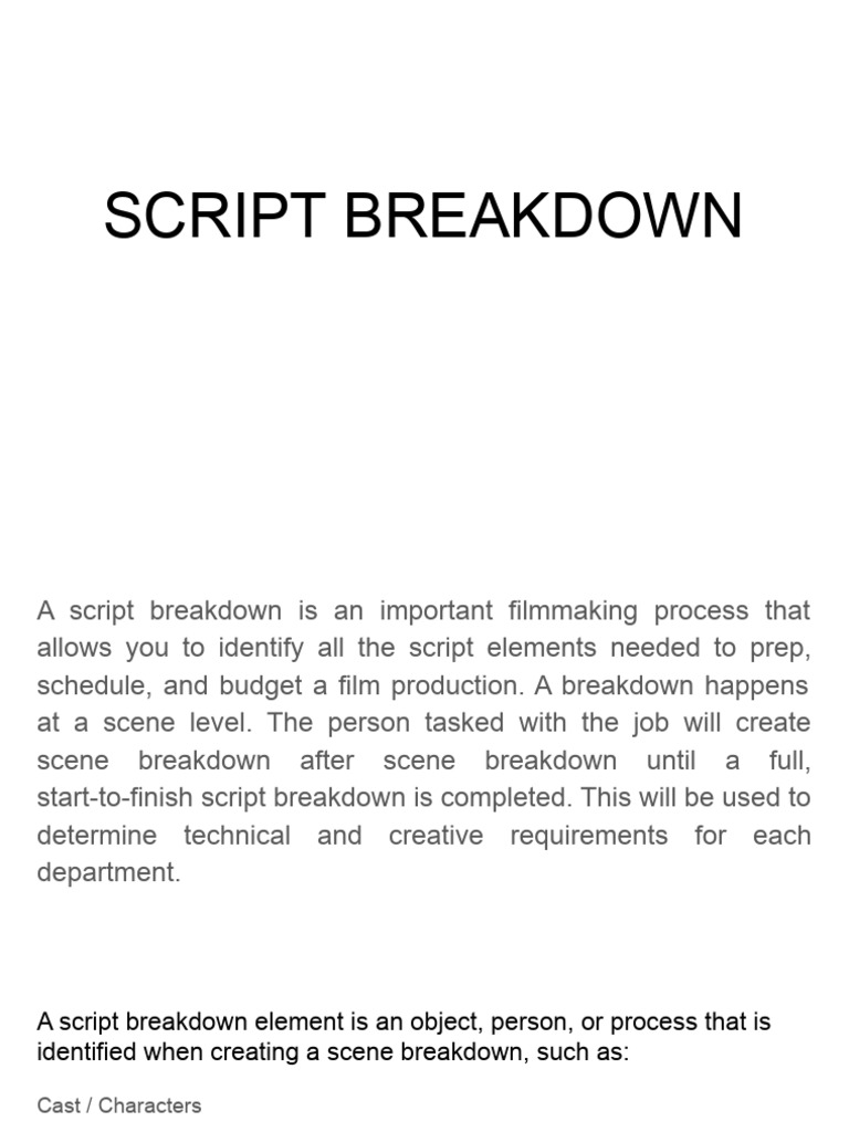 SCRIPT BREAKDOWN | PDF