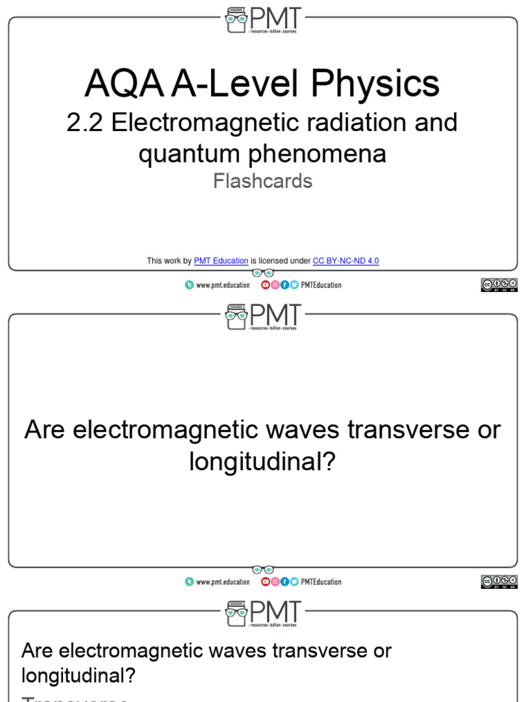 Flashcards - Topic 2.2 Electromagnetic Radiation and Quantum Phenomena ...