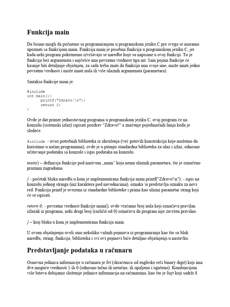 Uvod U Programiranje - Računarski Fakultet | PDF