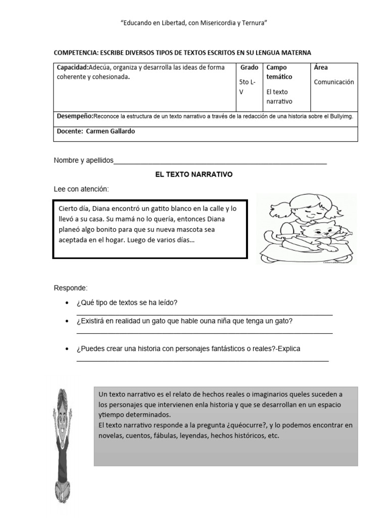 Texto narrativo 5TO GRADO | Descargar gratis PDF | Narración