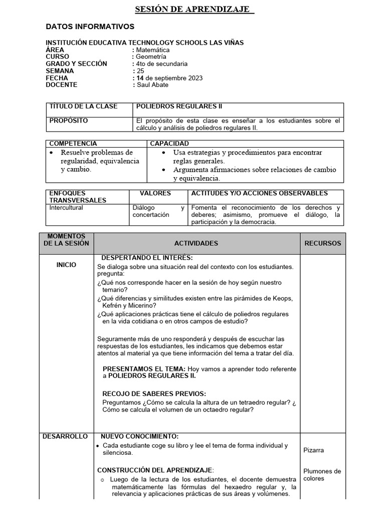 Geom. 4°sec (III Bim) Semana 25 | PDF | Modificación de comportamiento | Cognición