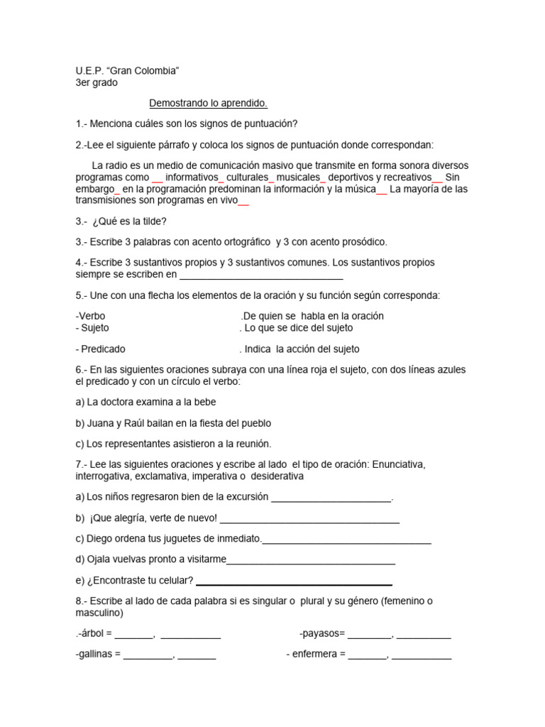 Para Practicar en Casa | PDF | Oración (Lingüística) | Puntuación