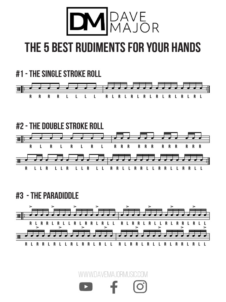 The 5 Best Rudiments for Your Hands - DaveMajorMusic | PDF | Rhythm And Meter | Drumming