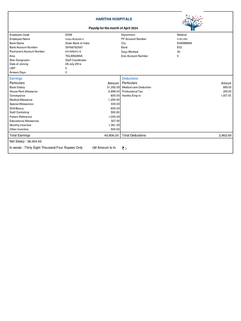 Haritha Payslip June 2024 | PDF Haritha Payslip June 2024 | PDF
