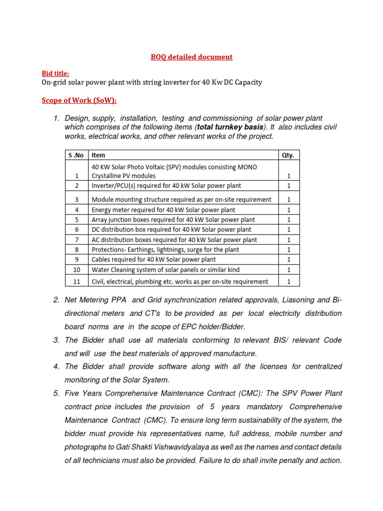 Boq Details Solar Technical Specs 16-12-23 2023-12-16-11-16-29 | PDF ...