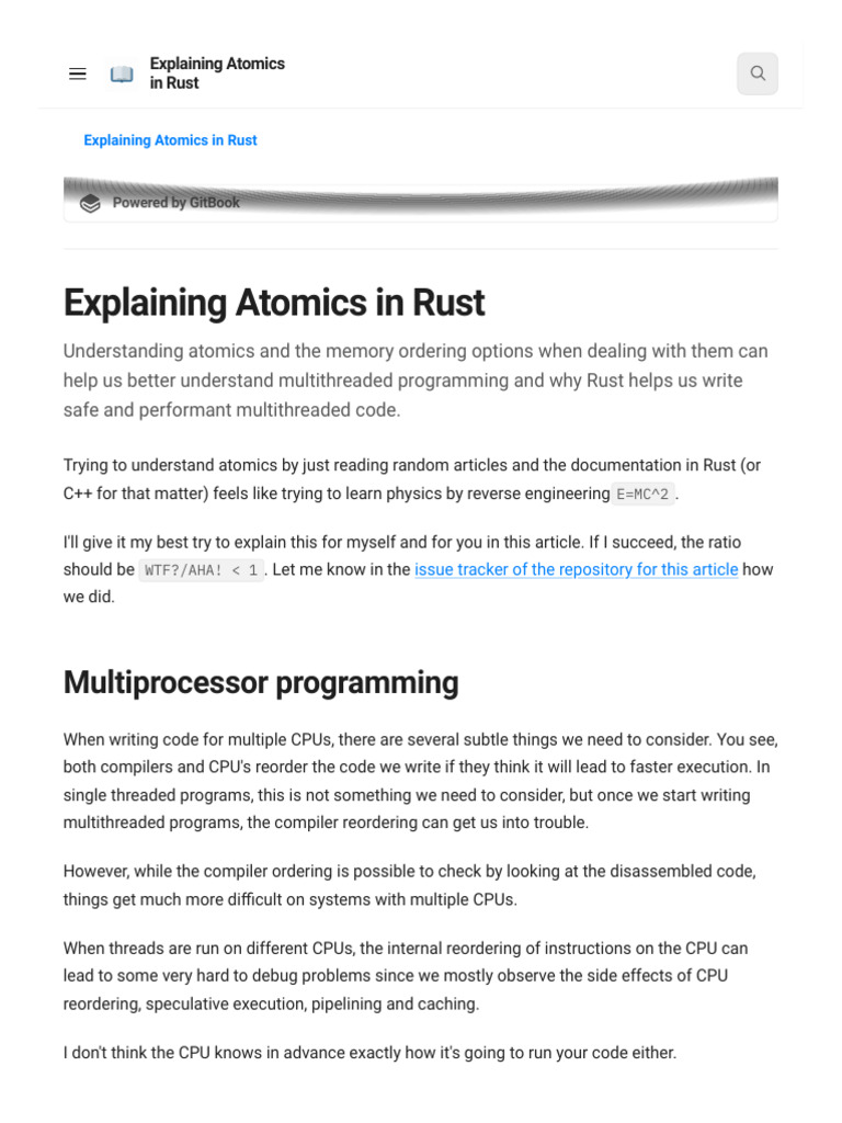 Explaining Atomics in Rust - Explaining Atomics in Rust | PDF | Cpu Cache | Central Processing Unit