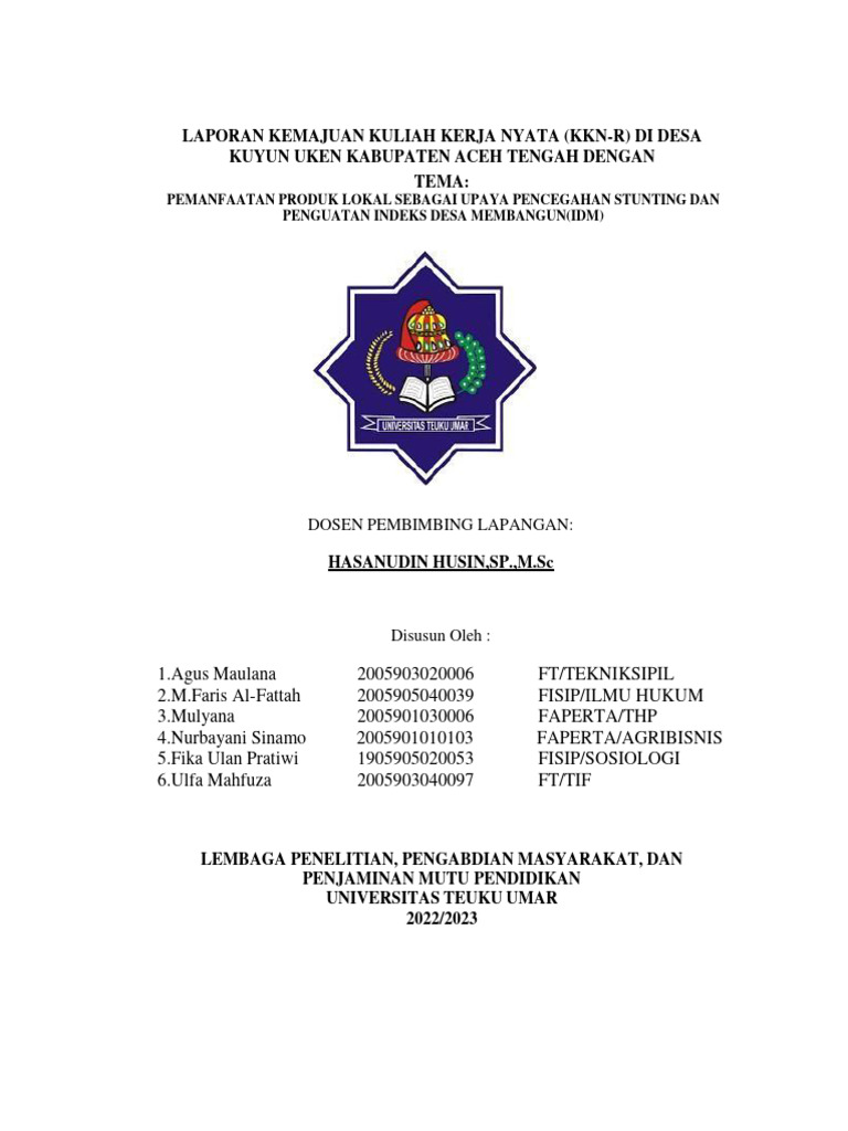 Laporan Kemajuan KKN-XX Desa Kuyun Uken | PDF | Sains & Matematika