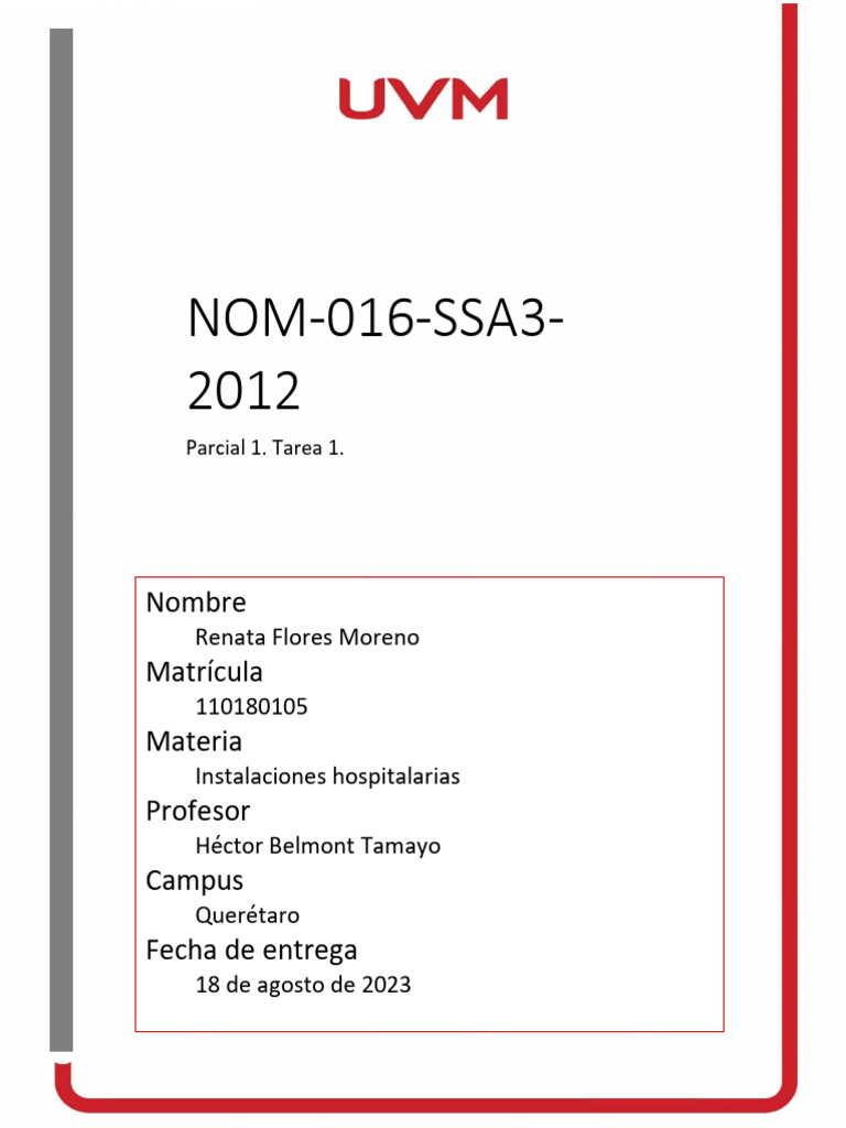 Nom 016 Ssa3 2012 | PDF | Hospital | Cuidado de la salud