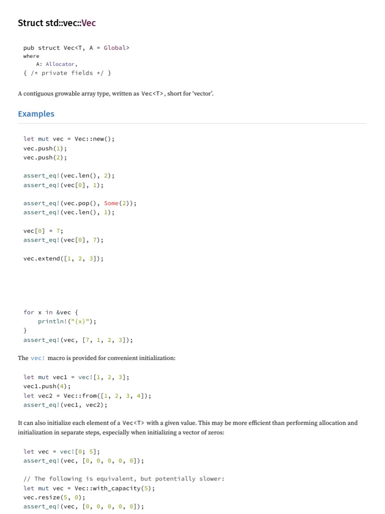 Vec In Std Vec Rust Pdf Pointer Computer Programming 9228