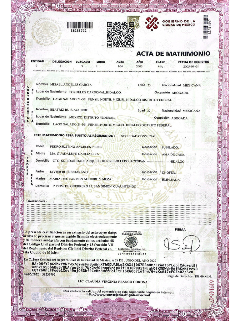 Acta matrimonio | PDF