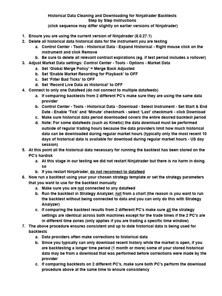 Historical Backtest Procedure Checklist | PDF | Information Technology ...