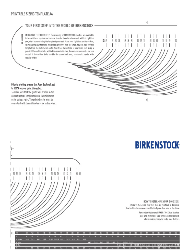Birkenstock Foot Measurement Template For A4 Paper Size | PDF