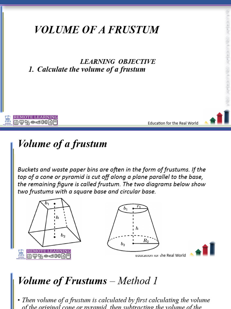 Volume Calculation of Frustums | PDF