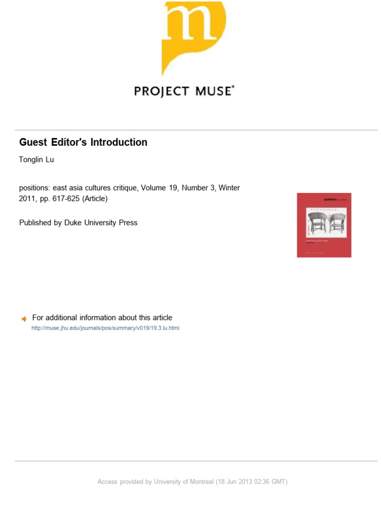 Guest Editor's Introduction: Tonglin Lu | PDF | Slavoj Žižek | Mao Zedong