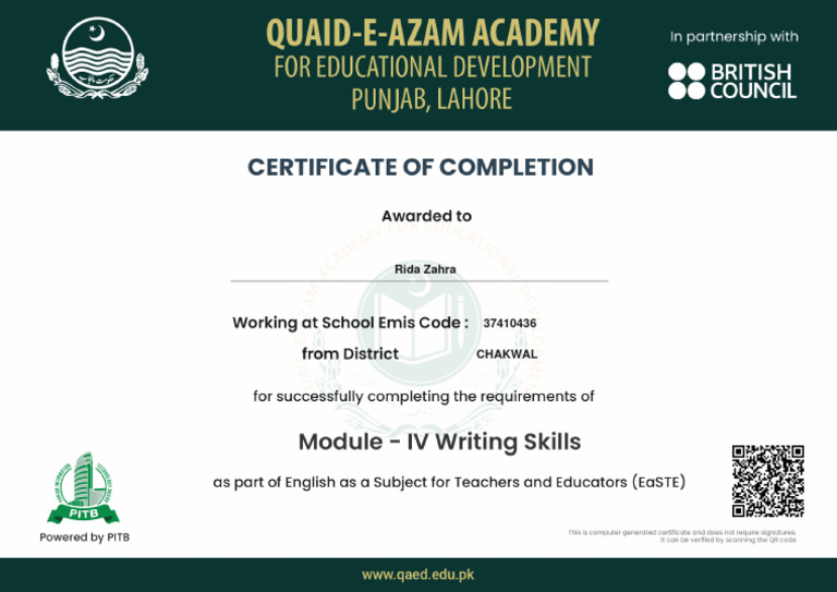 Certificate Module 4 | PDF