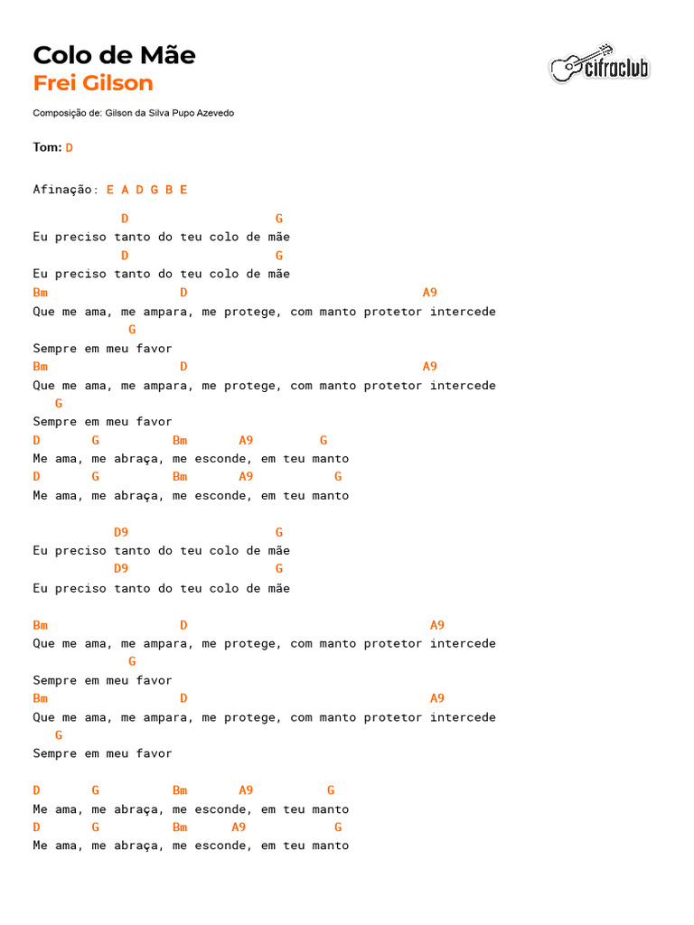 Cifra Club - Frei Gilson - Colo de Mãe | PDF