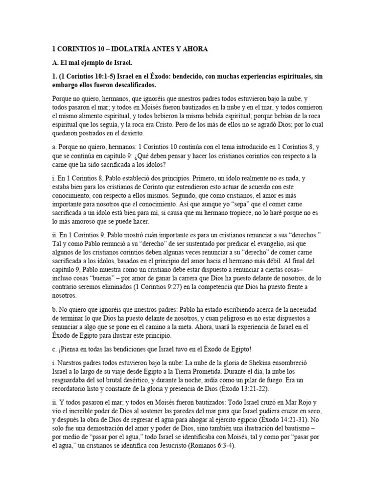 1 CORINTIOS 10 | PDF | Primera epístola a los corintios | eucaristía