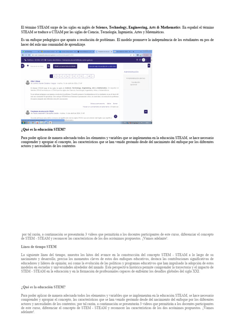 El Término STEAM Surge de Las Siglas en Inglés d1 | PDF | Plan de ...