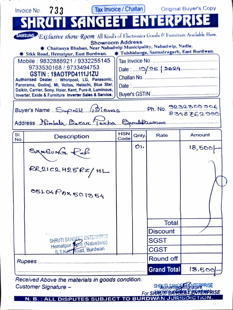Fridge Bill | PDF
