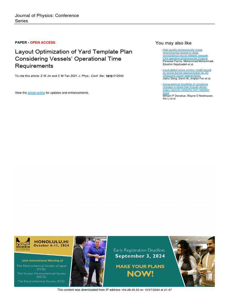 Layout Optimization of Yard Template Plan Considering Vessels ...