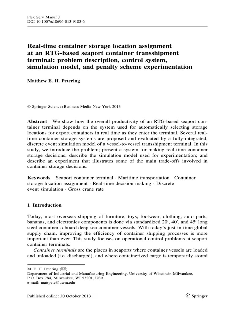 Real-time Container Storage Location Assignment at an RTG-based Seaport ... Real-time Container Storage Location Assignment at an RTG-based Seaport ...