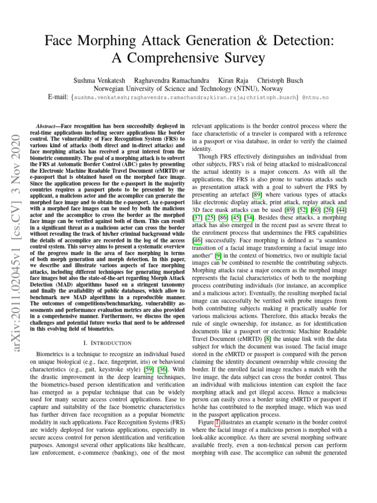 Morph Survey20 | PDF | Biometrics | Identity Document