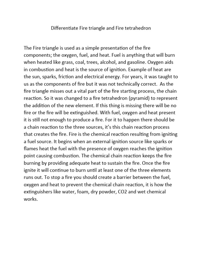Fire Triangle vs. Fire Tetrahedron Explained | PDF