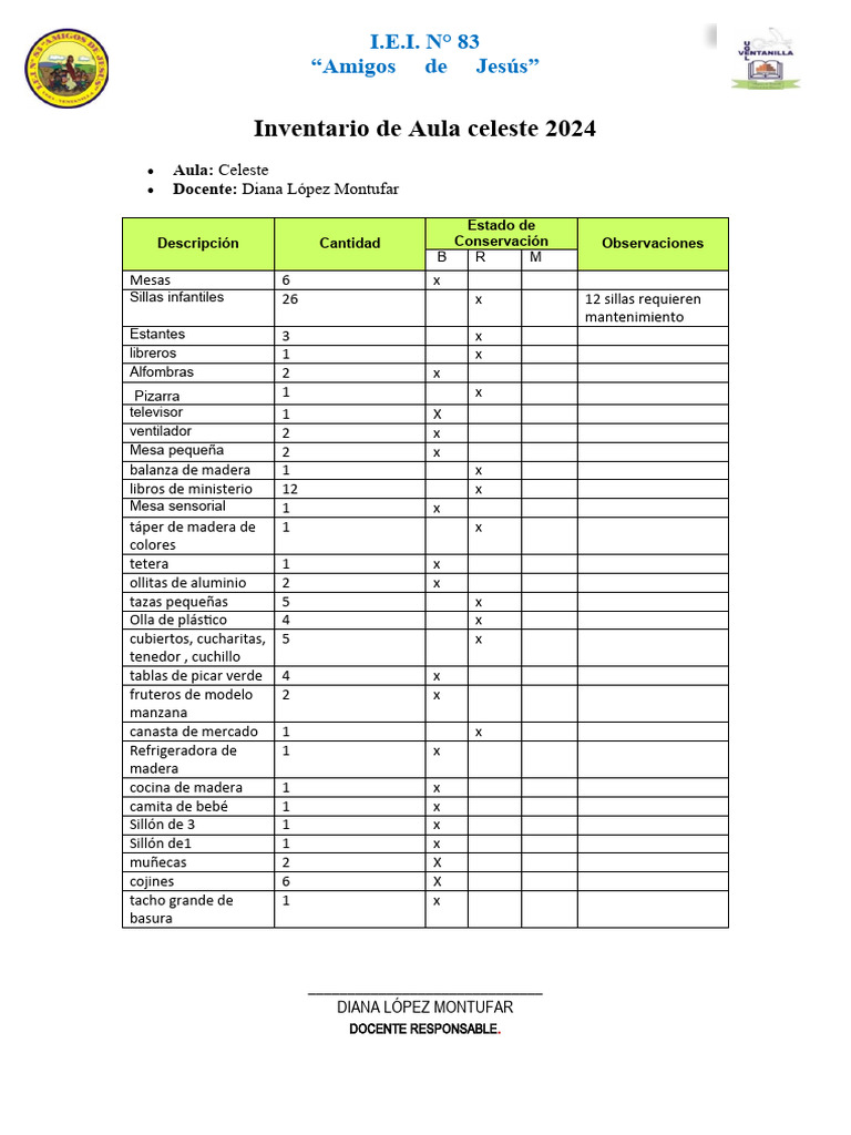 Inventario de Aula 2024 | PDF
