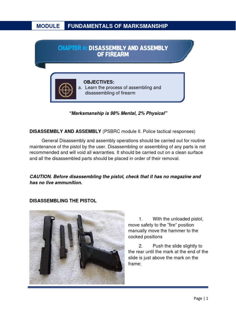Chapter 6 - Disassembly and Assembly of Firearm | PDF | Trigger ...