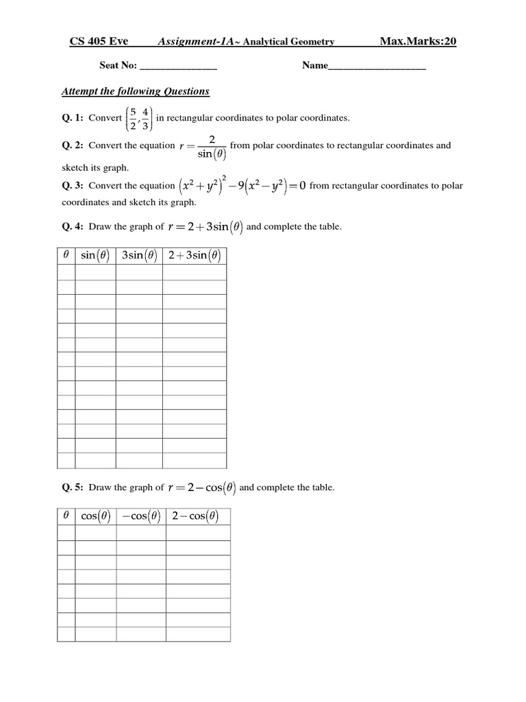 001.BSCS 405 Assignment On Parametric Geometry and Linear Algebra-2024-2 | PDF | Tangent ...