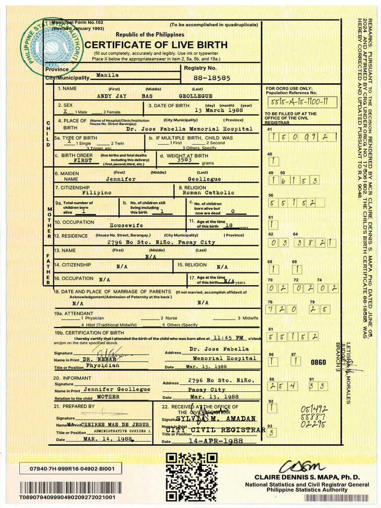 Birth Certificate Correction Notice | PDF