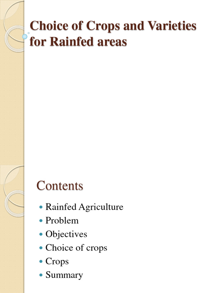 Choice of Crops and Varieties for Rainfed areas | Download Free PDF ...