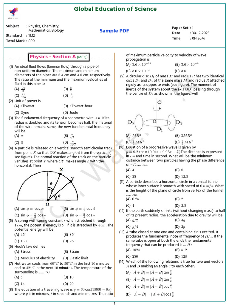 Ved class NEET JEE sample paper | PDF | Magnetism | Waves