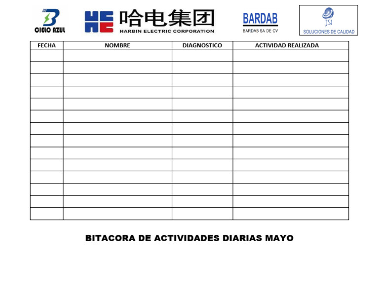 Bitacora de Actividades Diarias | PDF