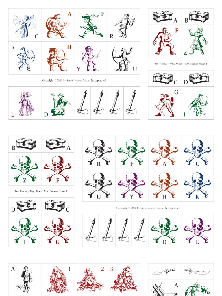 The Fantasy Trip SJG Death Test Counter Sheets | PDF