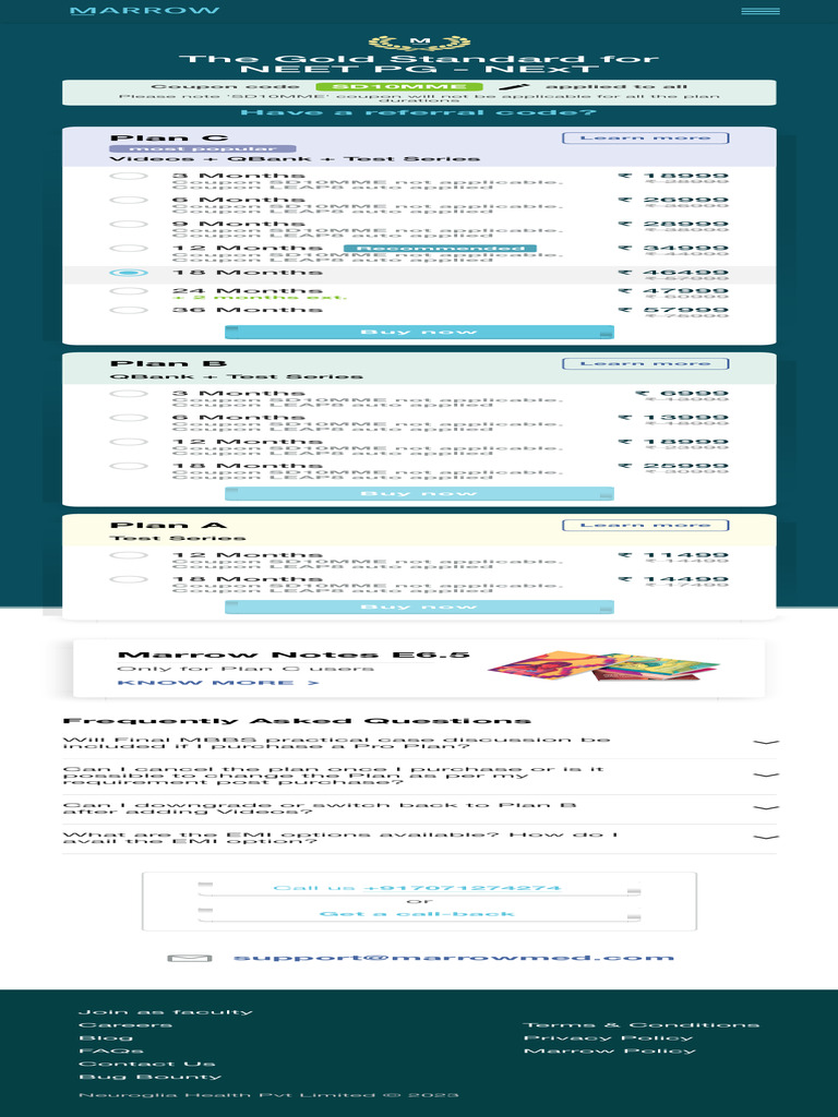 Buy Marrow Pro Subscription Plans For NEET PG or | PDF