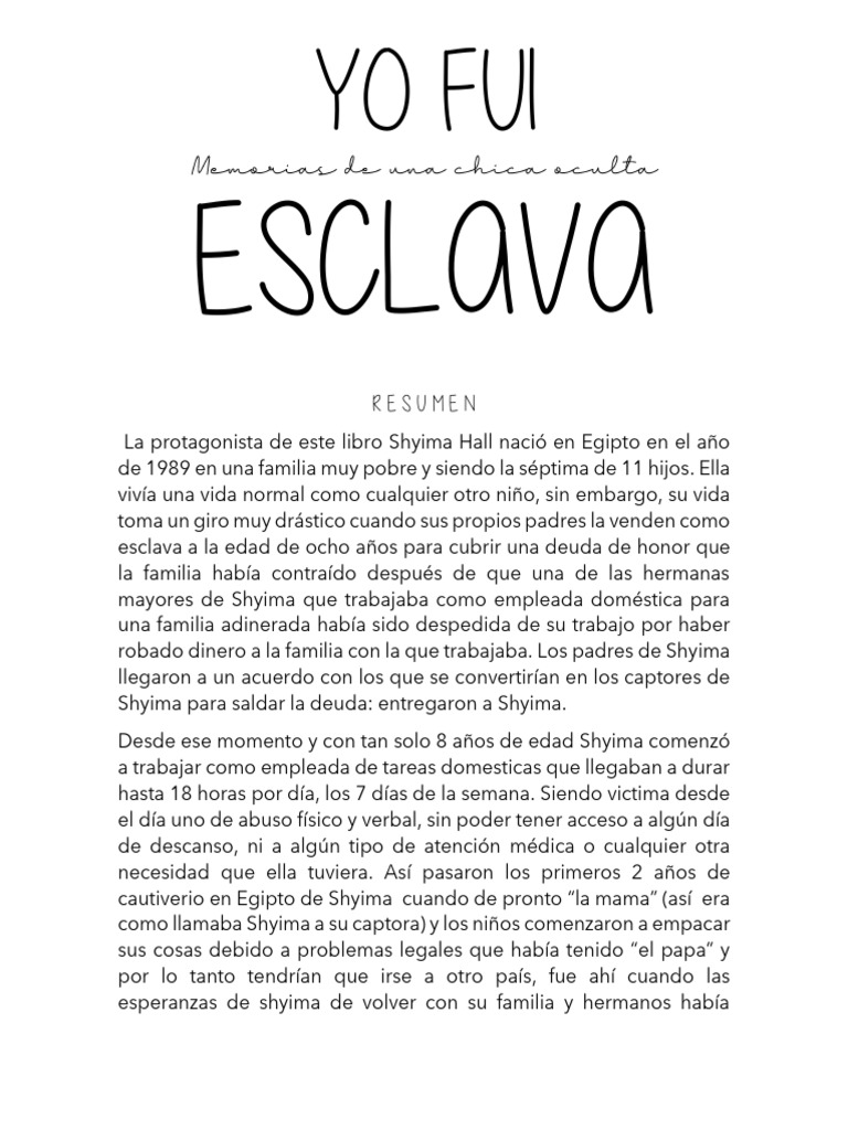 Yo Fui Esclava: La Historia de Shyima Hall | PDF
