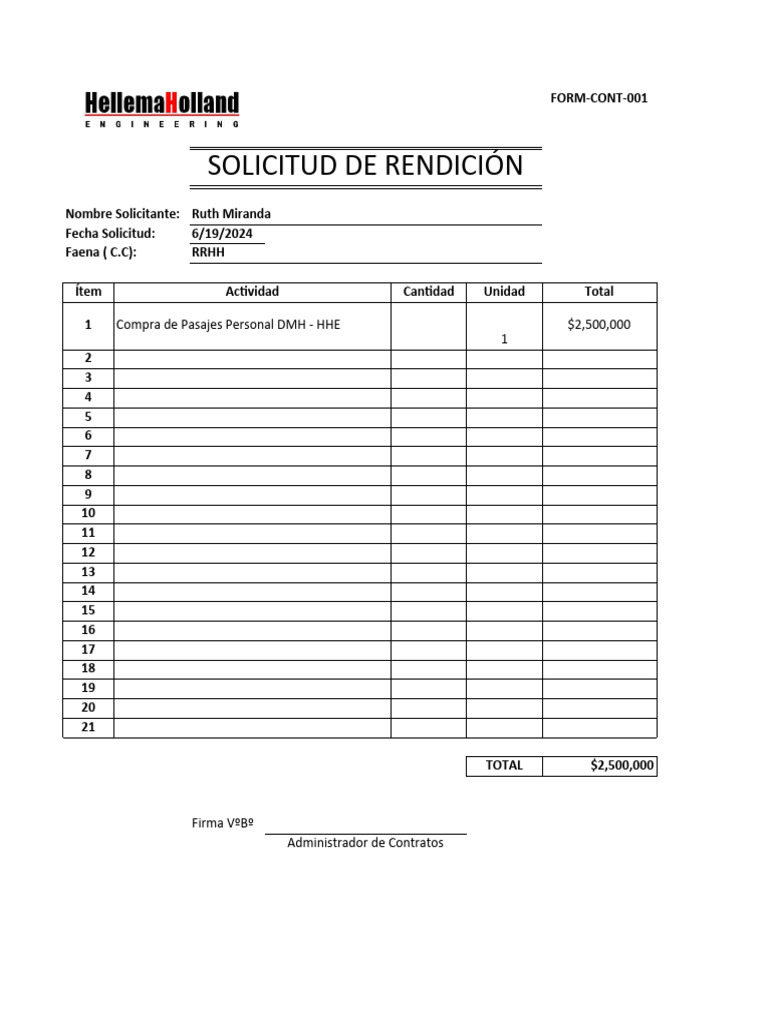 Solicitud Fondos Ruth Miranda 19-6-2024 | PDF