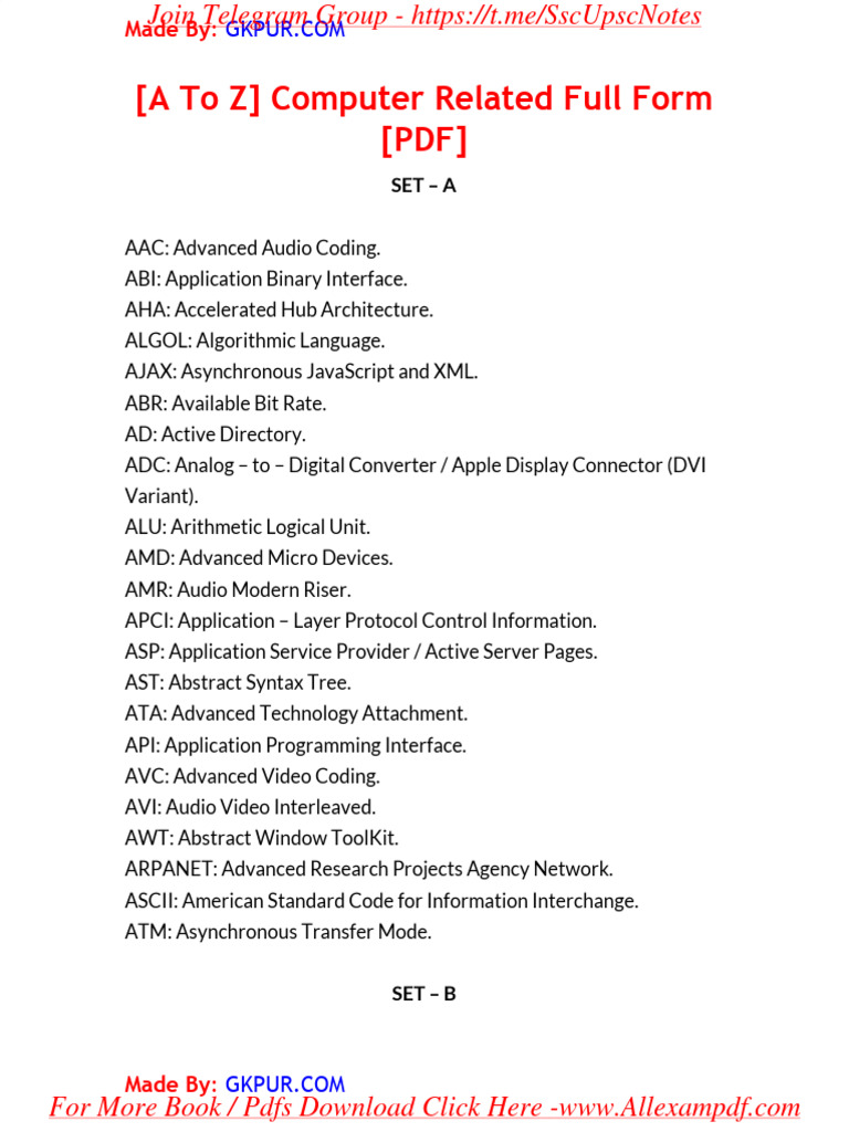 A To Z Computer Related Full Form | PDF | Computer Network | Internet
