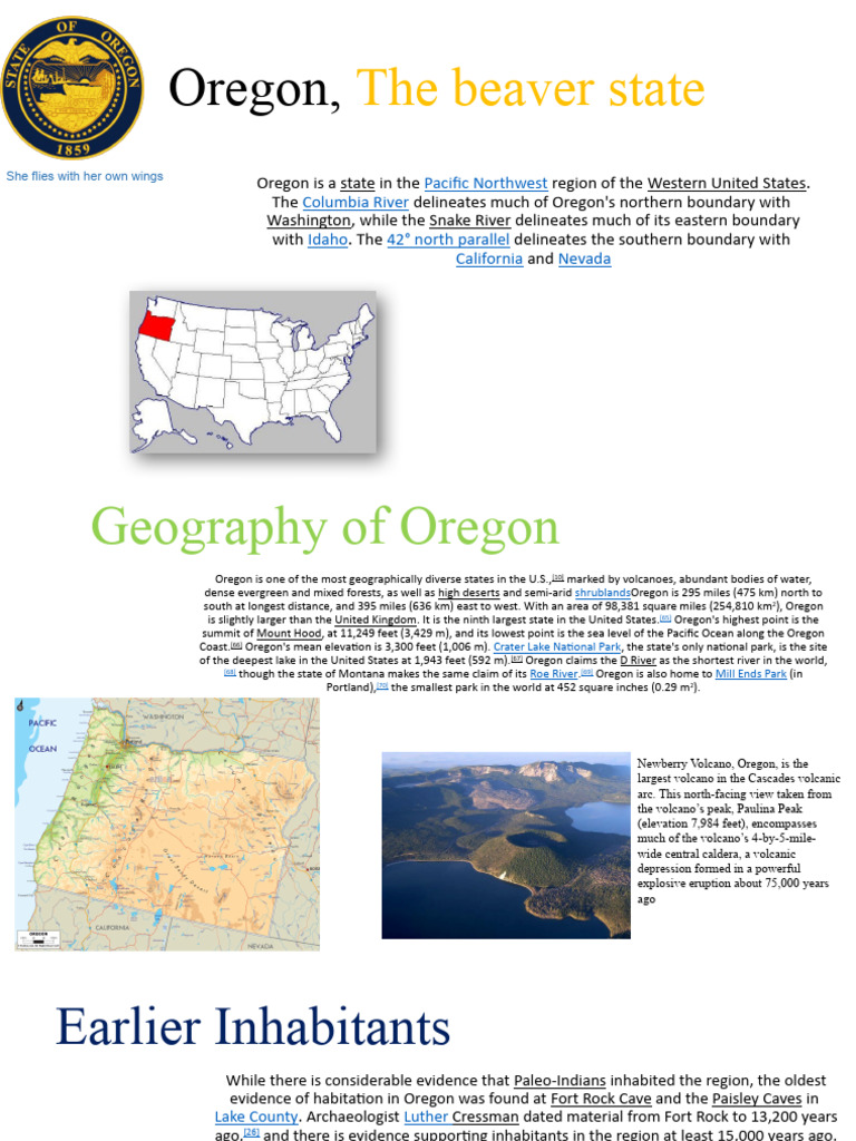 Oregon, The Beaver State | PDF | Oregon | Earth Sciences