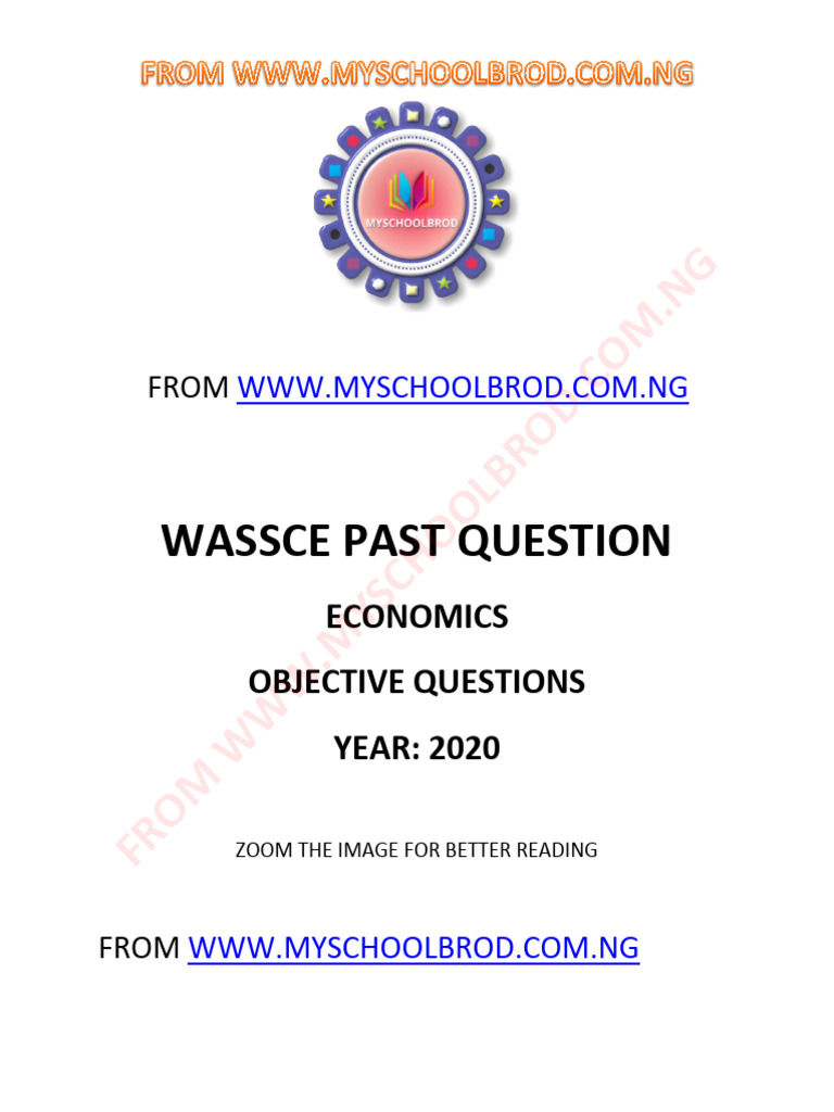 Waec 2020 Economics 1 2 | PDF