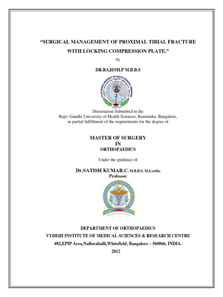 Surgical Management of Proximal Tibial Fracture With Locking ...